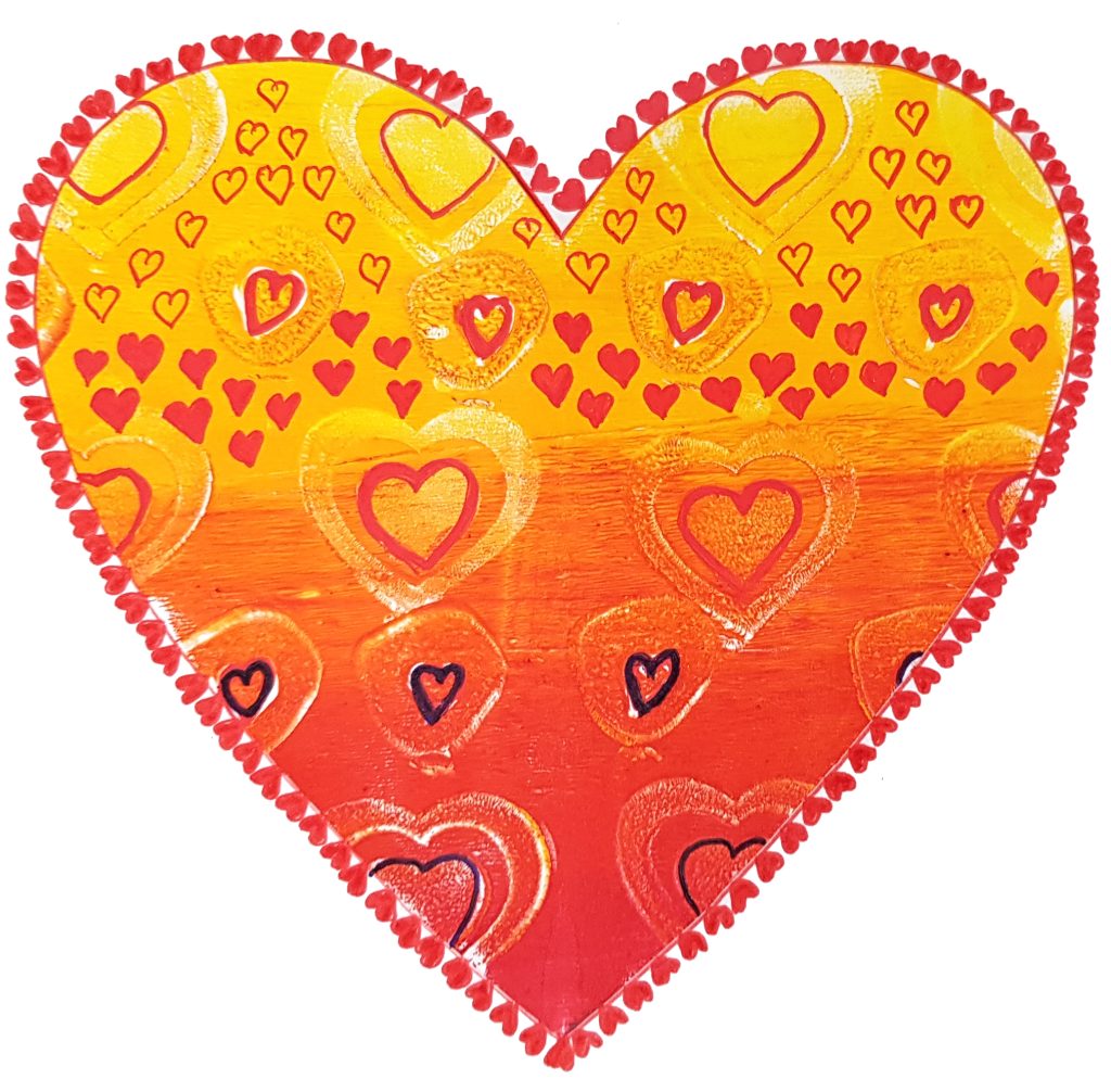 Geli Print Heart | Creative Kids Art Lessons