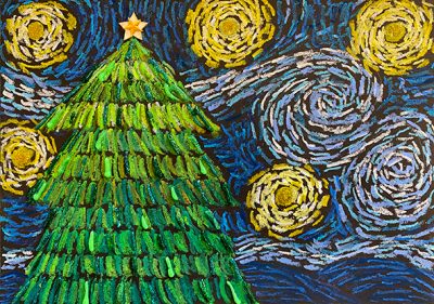 Van Gogh - Starry Night Christmas | Creative Kids Art Lessons